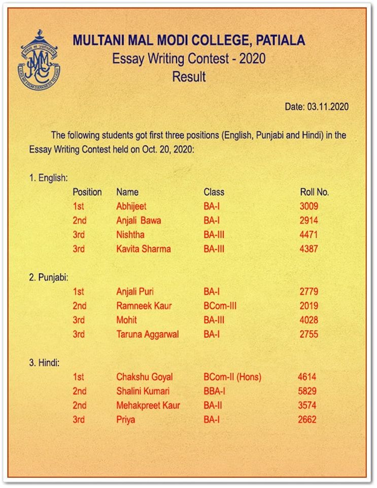 Online Essay Writing Competition Results Online Essay Writing Competition Results